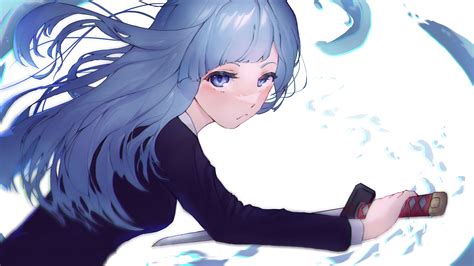 Blue Eyes Blue Hair Girl Jujutsu Kaisen Kasumi Miwa Long Hair School