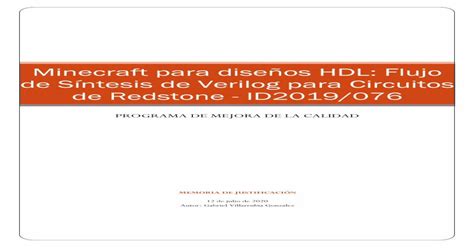 Minecraft Para Diseños Hdl Flujo De Síntesis De Verilog Pdf