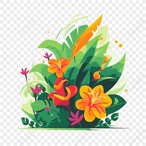 정글 꽃 벡터만화클립 아트상표 Png 일러스트 무료 다운로드 Lovepik