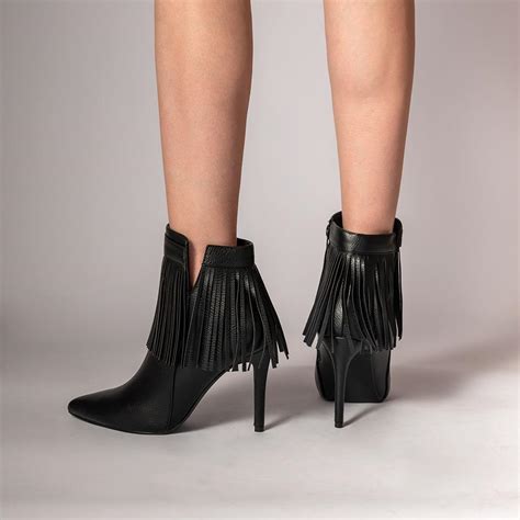 Black Tassel Ankle Boots Greatonushoes