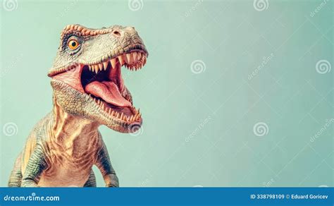 Tyrannosaurus Rex Roaring With Wide Open Mouth And Tongue Out Stock