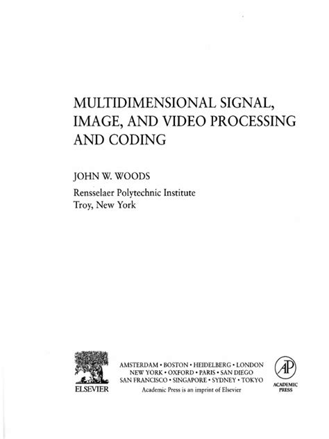 Multidimensional Signal Image And Video Processing And Coding Pdf