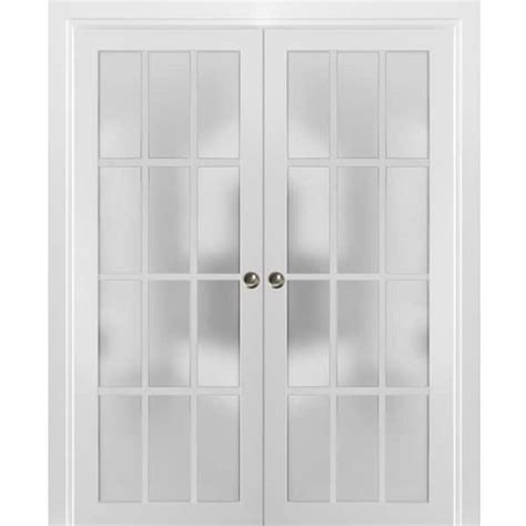 Sliding French Double Pocket Doors Frosted Glass 12 Lites Felicia 3312