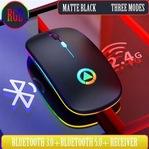 Wireless Bluethooth Mouse RGB Rechargeable Mouse W Grandado
