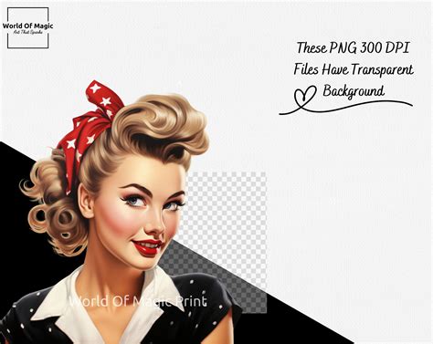 Rockabilly Girl Clipart For Commercial Use 25 PNG Retro Watercolor Vintage Womans Clip Art