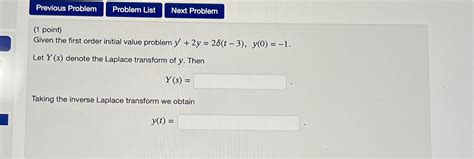 Solved 1 ﻿pointgiven The First Order Initial Value Problem