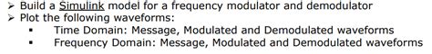 Solved Build A Simulink Model For A Frequency Modulator And