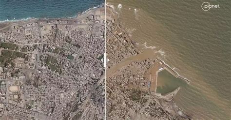 Avant après la ville de Derna en Libye saccagée par les eaux en images satellite France