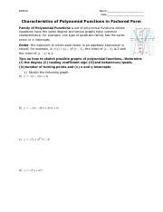 Exploring Polynomial Functions Graphs Characteristics Course Hero