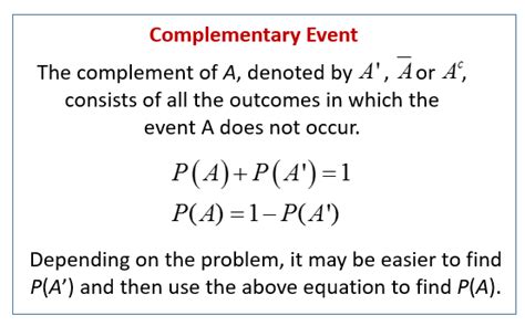 Probability Of Complementary Events Solutions Examples Videos