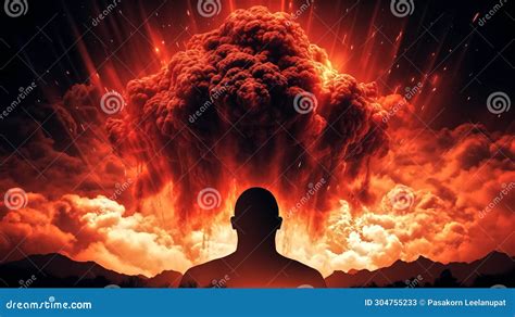 Mind Blowing Idea Head Explosion Illustration Of Man In Chaos Stock