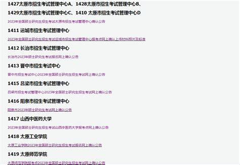 山西省2023年全国硕士研究生招生考试各报考点网上确认公告汇总