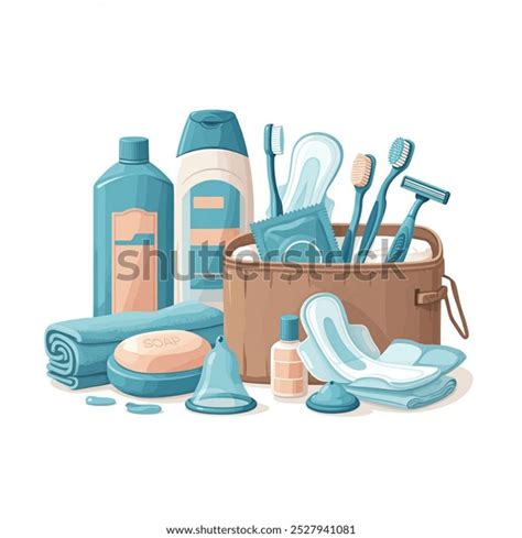 Illustration Hygiene Kit Soap Shampoo Toothpaste Ai Generated Image