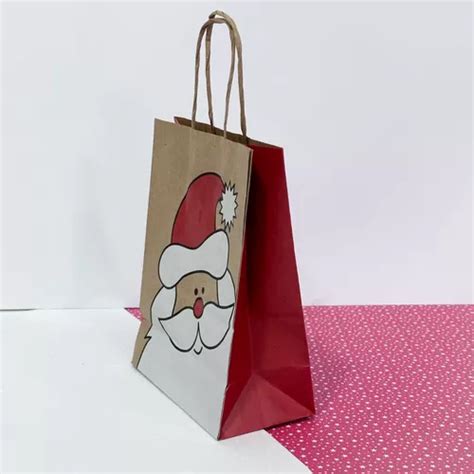 Sacola Papel Kraft Natal Papai Noel P 10un MercadoLivre
