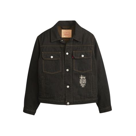 스투시 X 리바이스 크리스피 린스 트러커 자켓 블랙 Stussy Kream