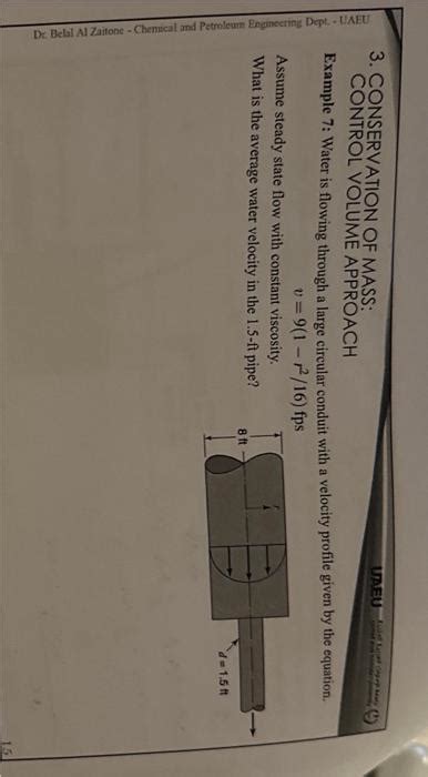 Solved Control Volume Approach Example 7 Water Is Flowing