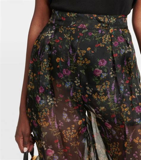 Max Mara Pareo Floral Silk Organza Wide Leg Pants Max Mara