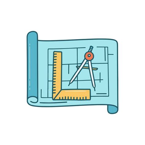 Premium Vector Illustration Doodle Of A Blueprint With A Compass And