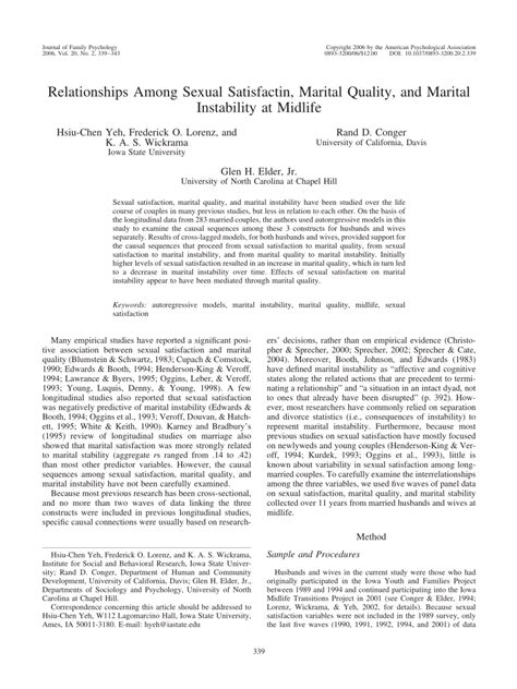 Pdf Relationships Among Sexual Satisfactin Marital Quality And