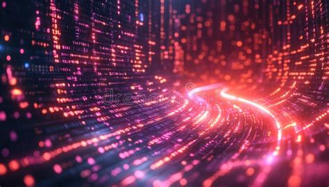 Digital Stream Of Data Flowing In Cyberspace Tunnel Stock Photo Image