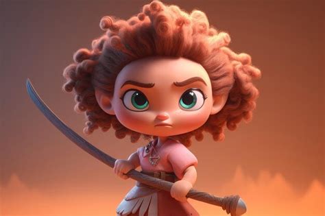 Premium Photo Full Body Super Cute Tiny Cartoon Human Girl Warrior