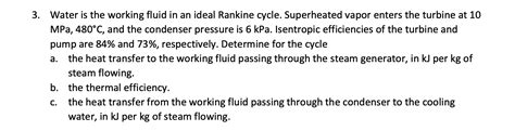 Solved 3 Water Is The Working Fluid In An Ideal Rankine