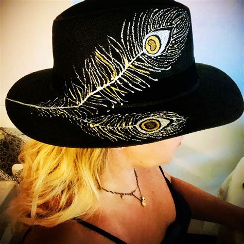 Peacock Feather Hat Painted Hats Hats Feather Hat
