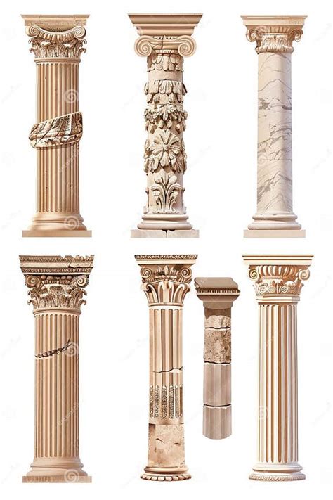 Image Featuring A Set Of Four Different Types Of Columns Suitable For