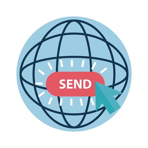 Digital Marketing Global Sphere With Send Button Flat Style Icon Vector