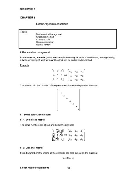 Matrices Linear Algebra Chapter 1 Linear Algebraic Equations Topics