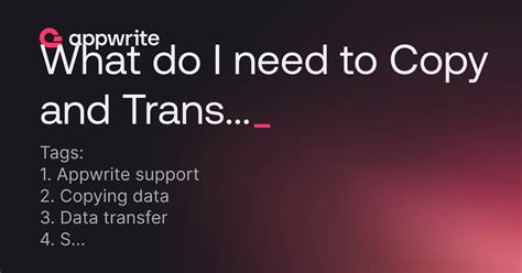 What Do I Need To Copy And Transfer Threads Appwrite