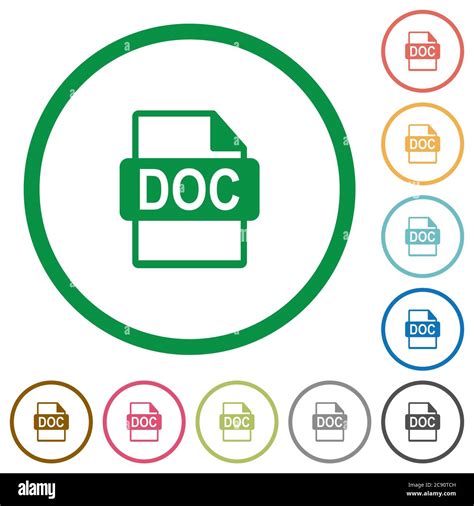 DOC File Format Flat Color Icons In Round Outlines Stock Vector Image Art Alamy