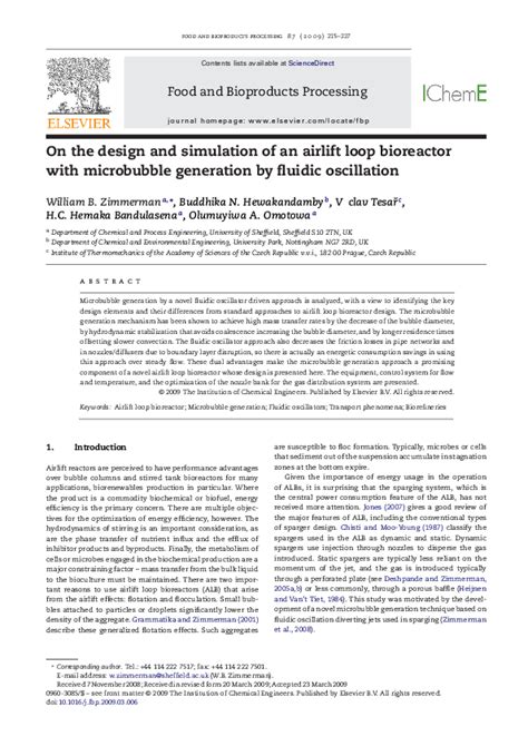 Pdf On The Design And Simulation Of An Airlift Loop Bioreactor With