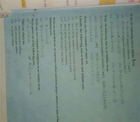 write the following sets in tabular form a set of all integers between