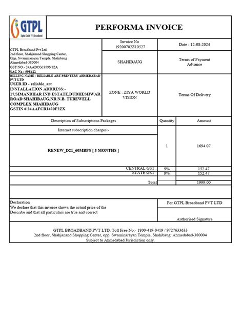 Performa Invoice Reliable Art Pdf