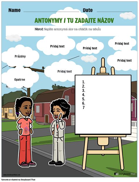 Pracovný list Antonym Storyboard par sk examples