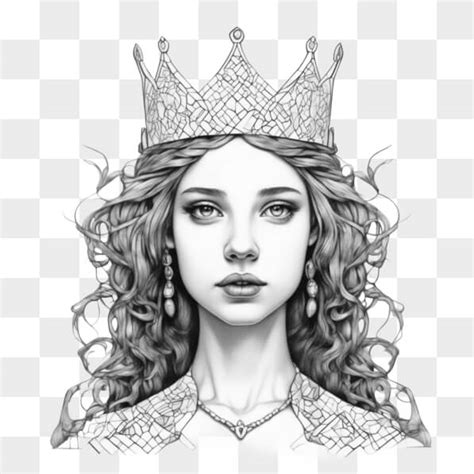 Descarga Dibujo En Blanco Y Negro De Una Mujer Con Cabello Largo Y