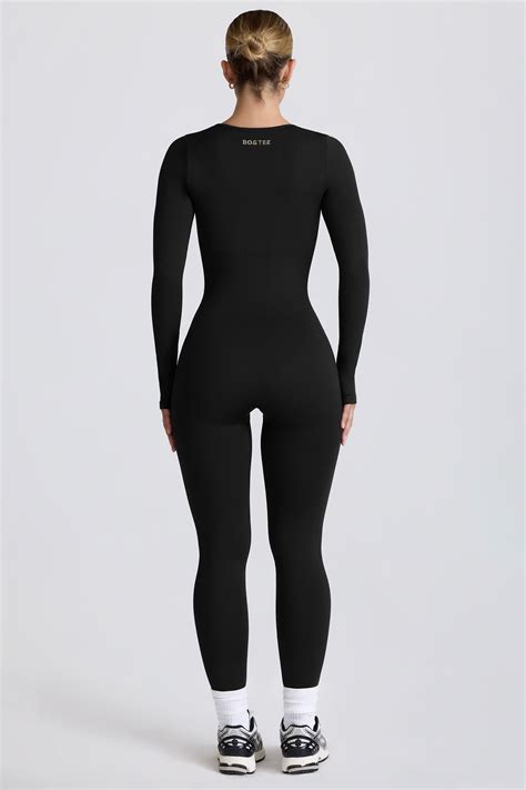 Super Sculpt Seamless Full Length Jumpsuit In Black Botee