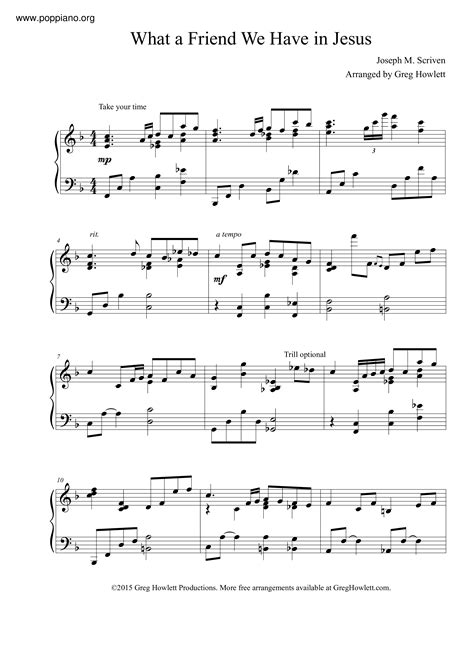 Hymn What A Friend We Have In Jesus Sheet Music Pdf Free Score