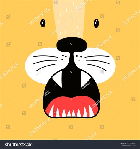 Cute Leopard Face Hand Drawing Illustration Stock Vector Royalty Free