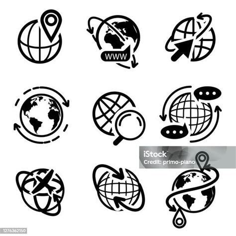 Ensemble Dicônes De Globe De Terre Carte Du Monde Plat Isolée Vecteurs