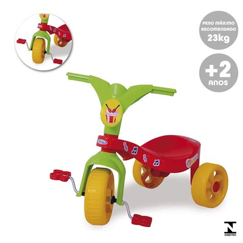 Triciclo Velotrol Infantil Pop Music Vermelho Verde Xalingo