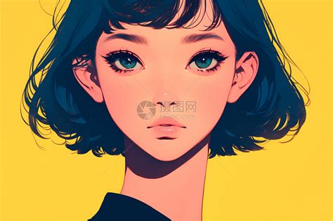 神秘女子在黄色的背景上插画图片下载 正版图片601287216 摄图网