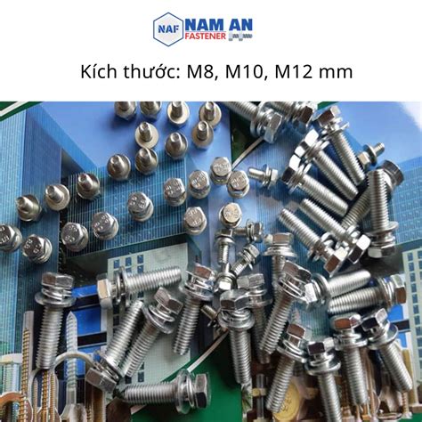 Mua Bu Lông Lục Giác Liền Phẳng Vênh M8 M10 M12 Chiều Dài 16 20 25