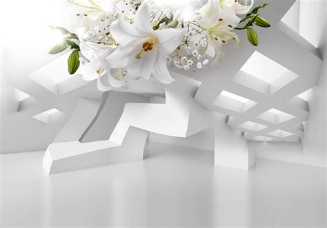 Decomonkey Fototapete Blumen Lilien Abstrakt 350x256 Cm XL Tapete