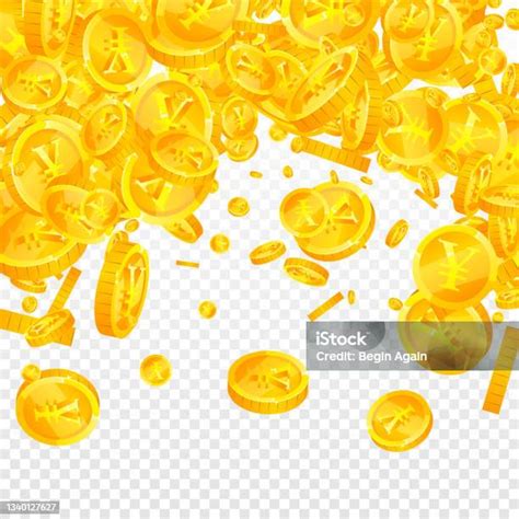 중국 위안화 동전이 하락하고 있습니다 황홀한 흩어진 Cny 동전 중국 돈 귀중한 대성공 부 또는 성공 개념 벡터 일러스트레이션 3차원 형태에 대한 스톡 벡터 아트 및 기타