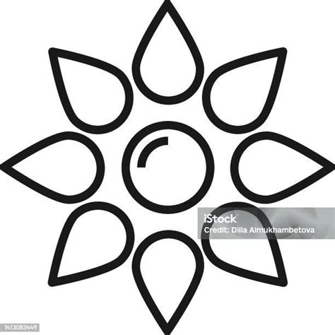 윤곽선 단색 기호는 얇은 선으로 평면 스타일로 그려집니다 편집 가능한 스트로크 날카로운 가장자리가있는 꽃잎이 많은 작은 꽃의 선 아이콘 0명에 대한 스톡 벡터 아트 및 기타