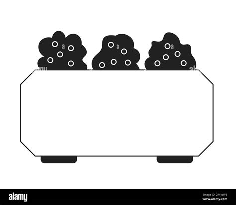 Potted Shrubs Black And White 2D Cartoon Object Stock Vector Image