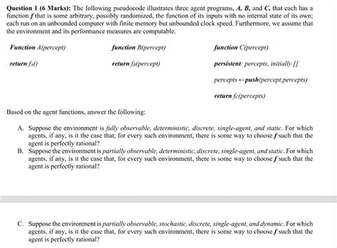 Solved The Following Pseudocode Illustrates Three Agent