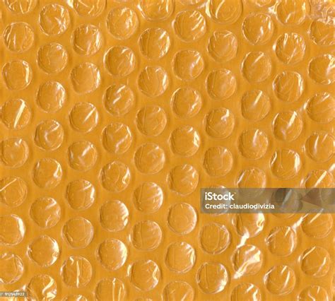 Latar Belakang Tekstur Bungkus Gelembung Kuning Foto Stok Unduh